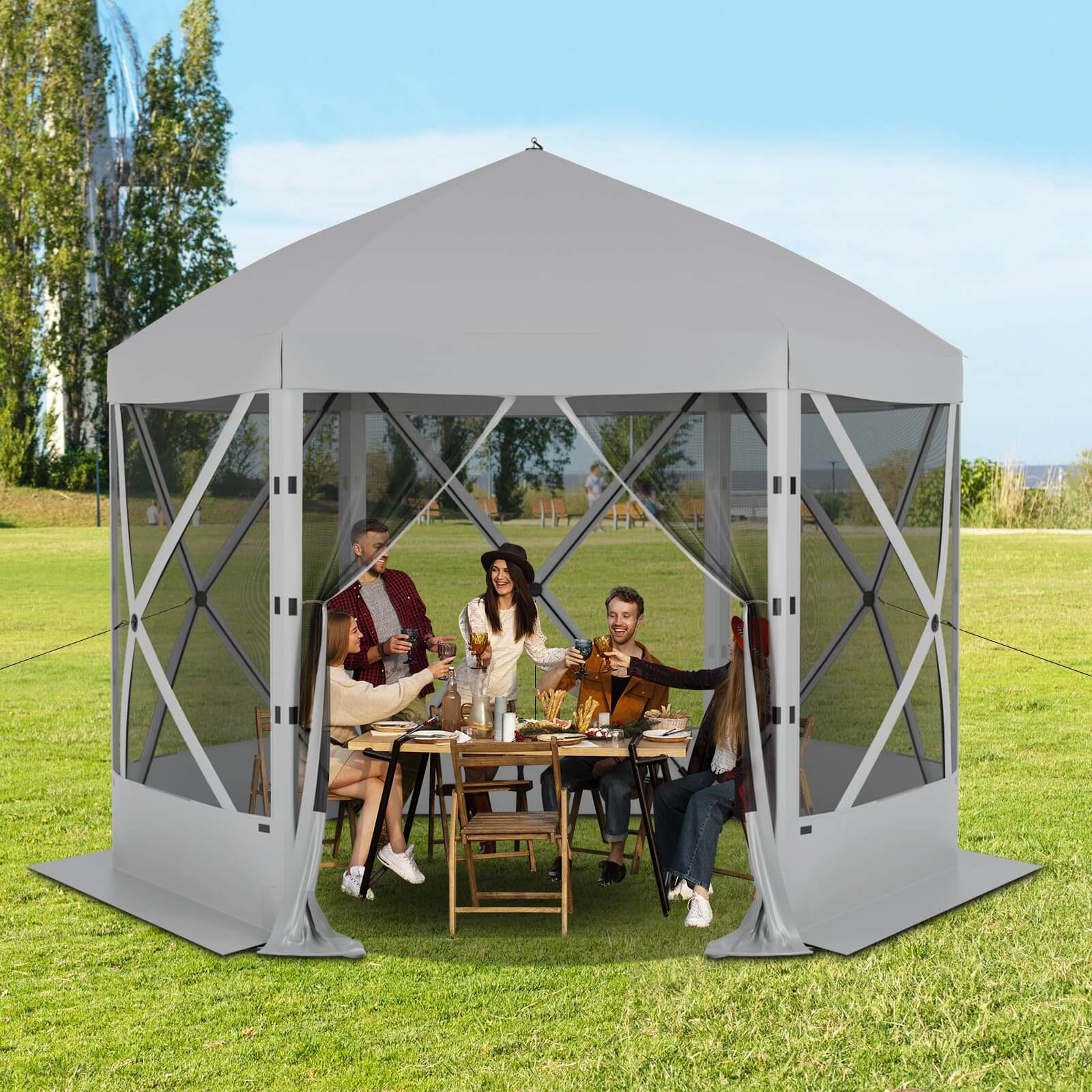 Pop Up Canopy Tent 6 Person Instant 10 x 10 ft Outdoor Mesh Screen Cam