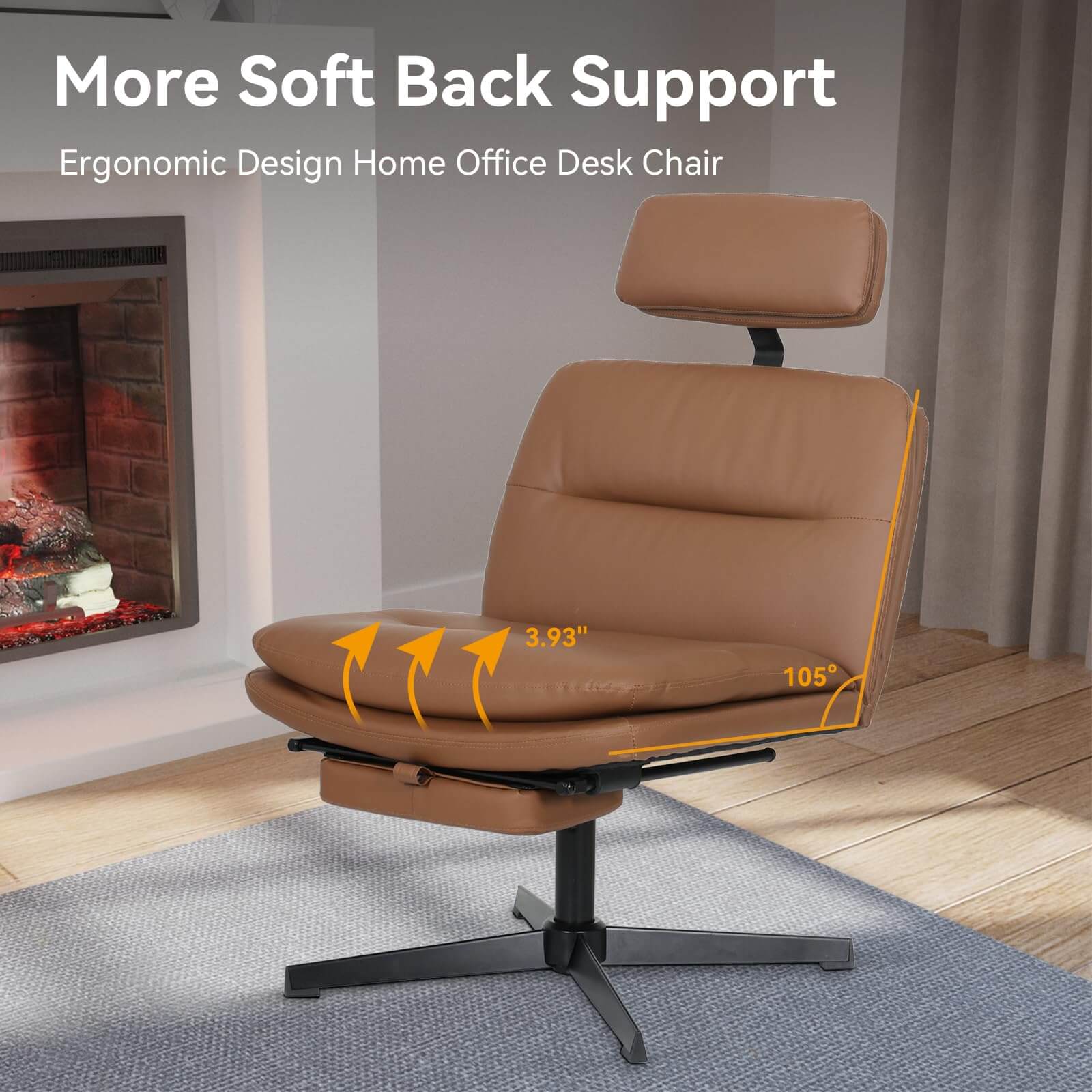 Armless Cross Legged Desk Chair with Headrest Footrest OC202