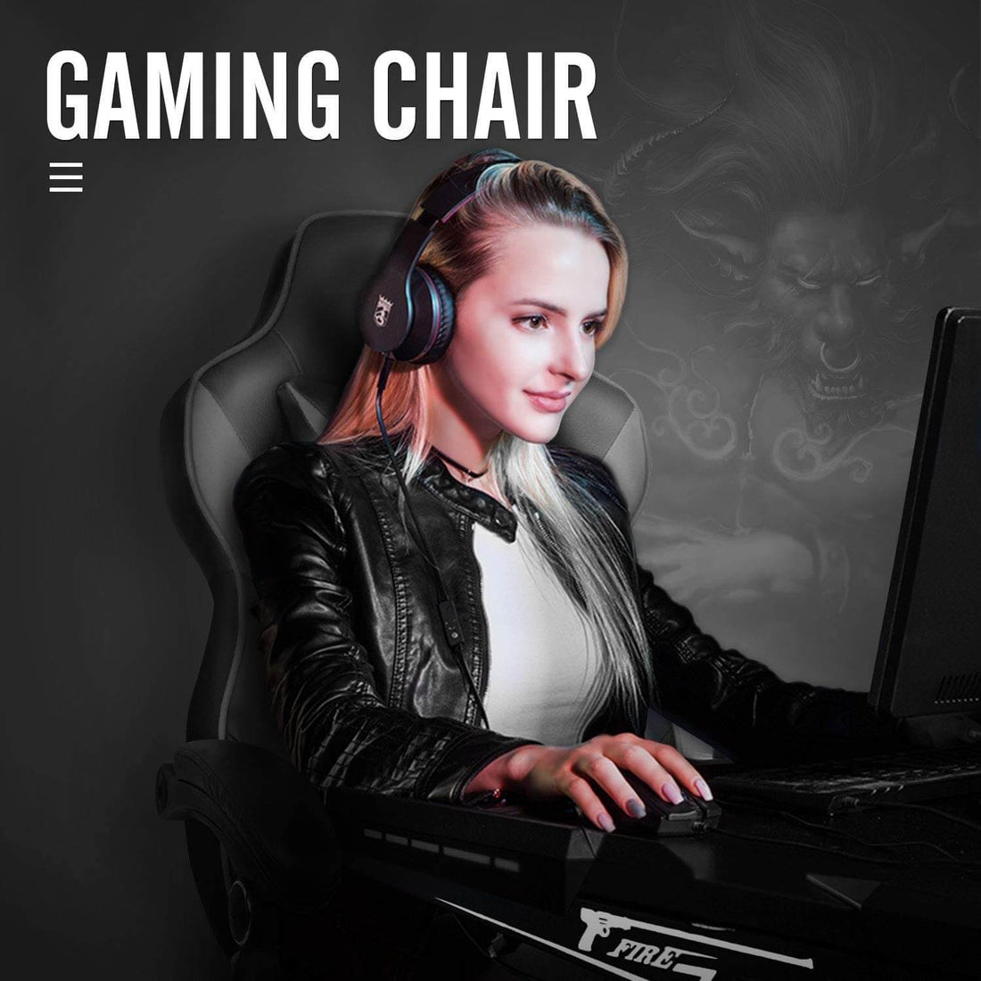 Ergonomic Gaming Chair with Massage Footrest Headrest | Elecwish.com
