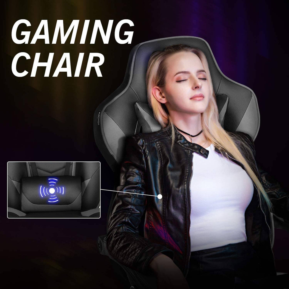 Ergonomic Gaming Chair with Massage Footrest Headrest | Elecwish.com