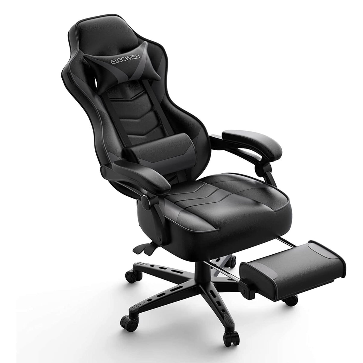 Ergonomic Gaming Chair with Massage Footrest Headrest | Elecwish.com