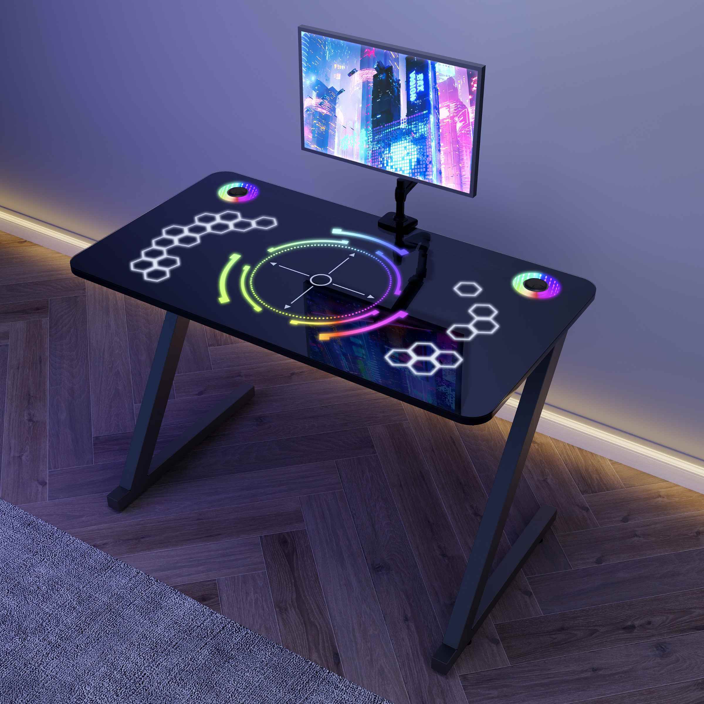 Elecwish Glass RGB Gaming Desk S 001 Elevate Your Gaming Setup Elecwish Glass RGB Gaming Desk S 001 Elevate Your Gaming Setup