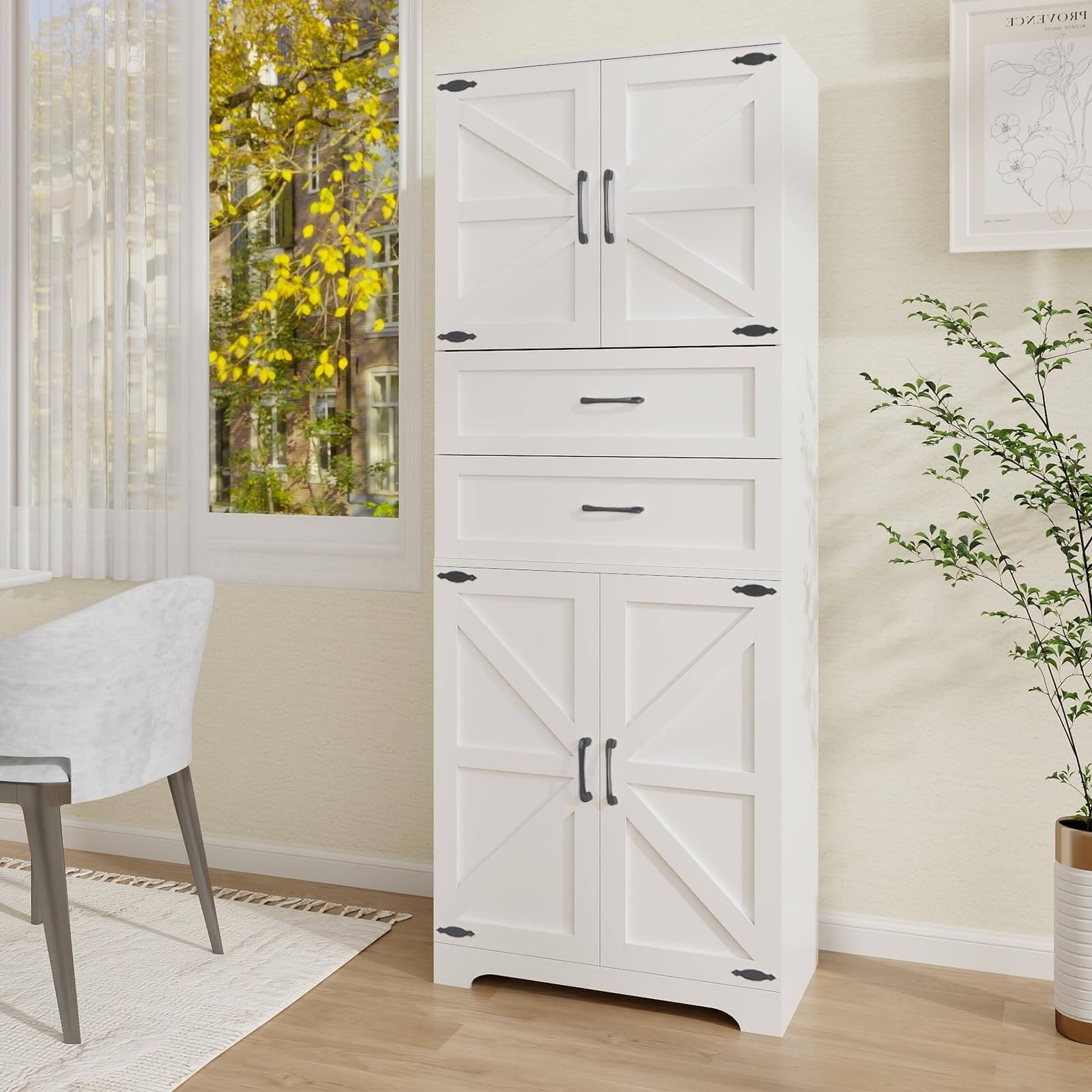 White Kitchen Pantry Storage Cabinet IF085/IF092