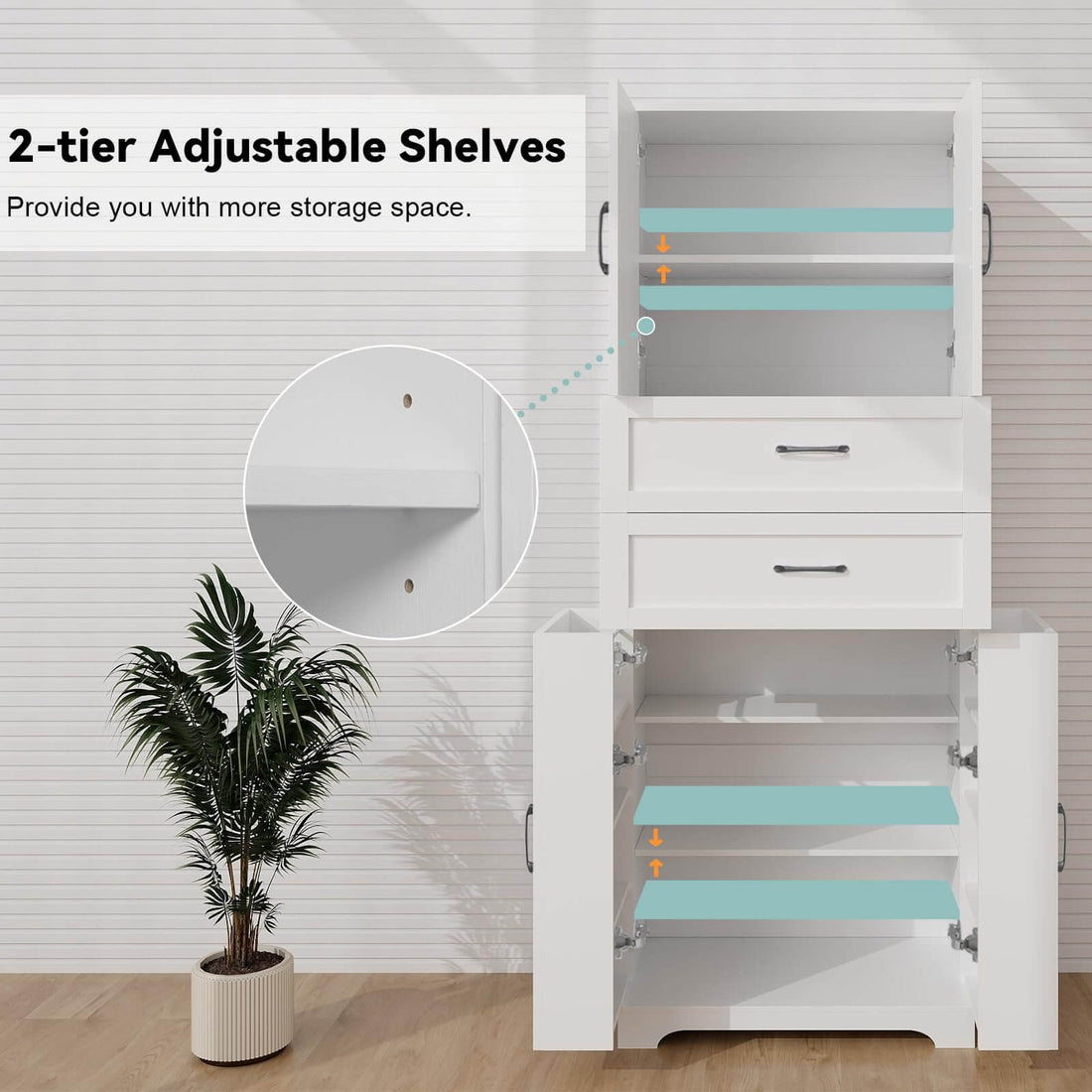 White Kitchen Pantry Storage Cabinet IF085/IF092