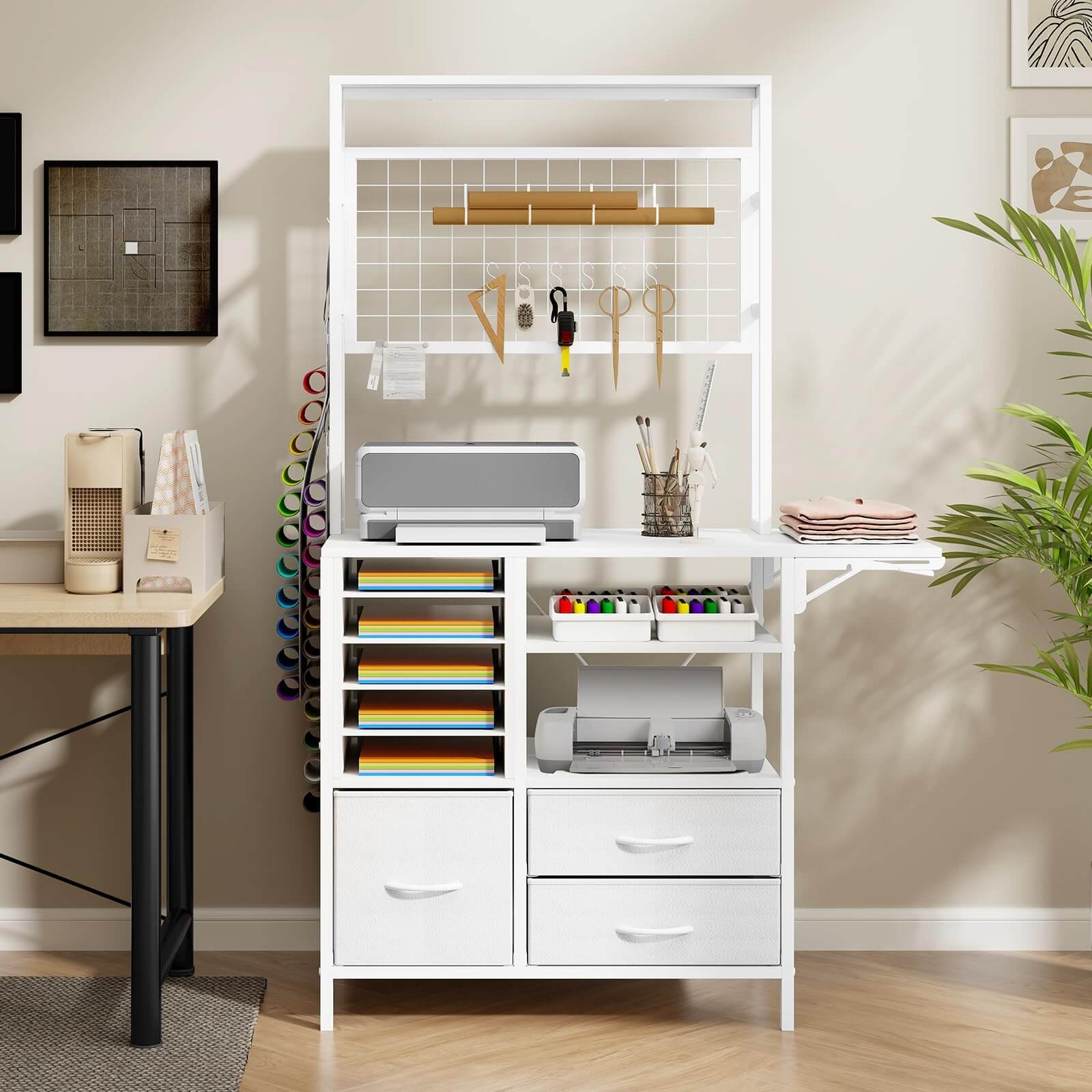 Craft Organizers and Storage Cabinet Compatible with Cricut Machines W