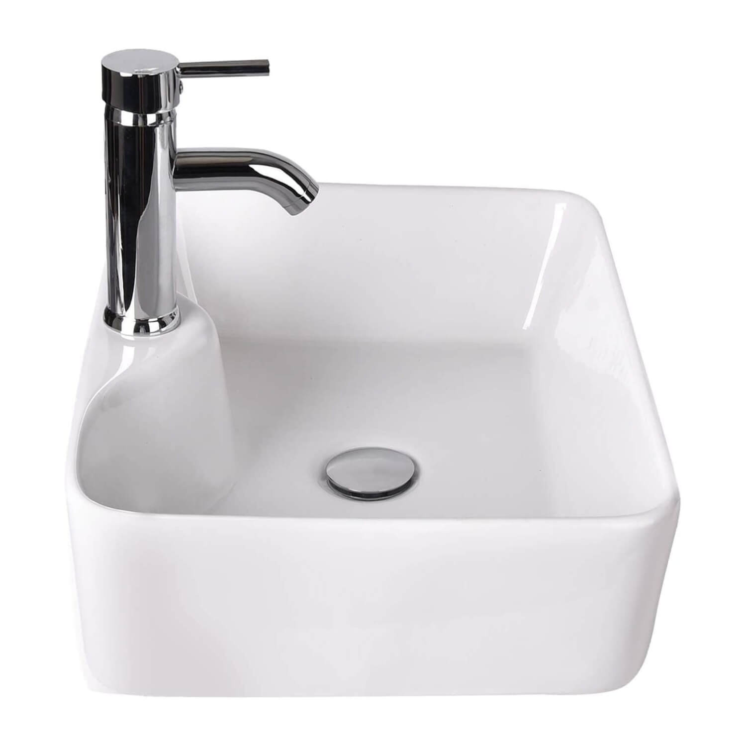 Rectangle Ceramic Bathroom Vessel Sink with Pop Up Drain | Elecwish