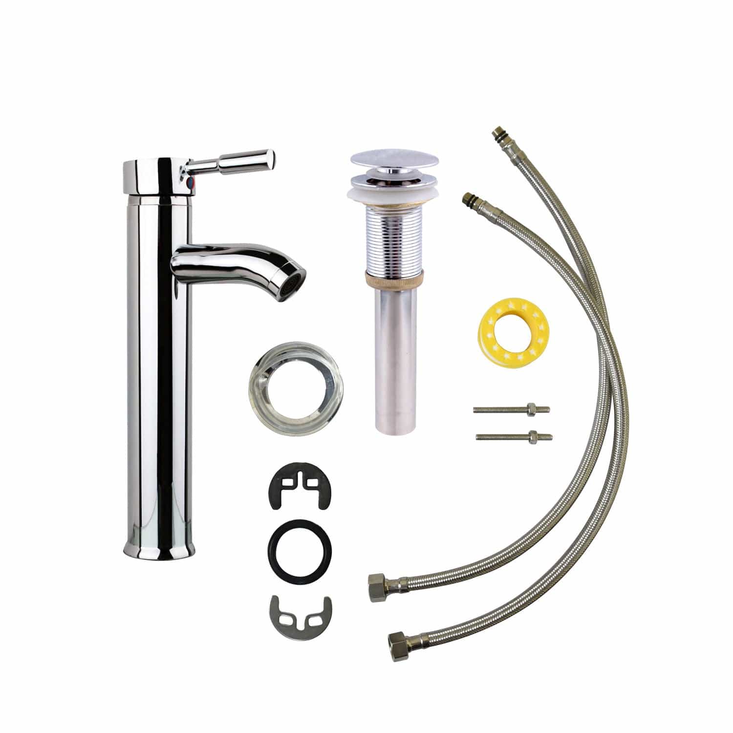 Bathroom Vessel Sink Tempered Glass Chrome Faucet Drain ELECWISH ...