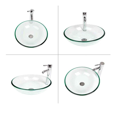 Clear Tempered Glass Vessel Sink | Modern Round Basin | Elecwish.com