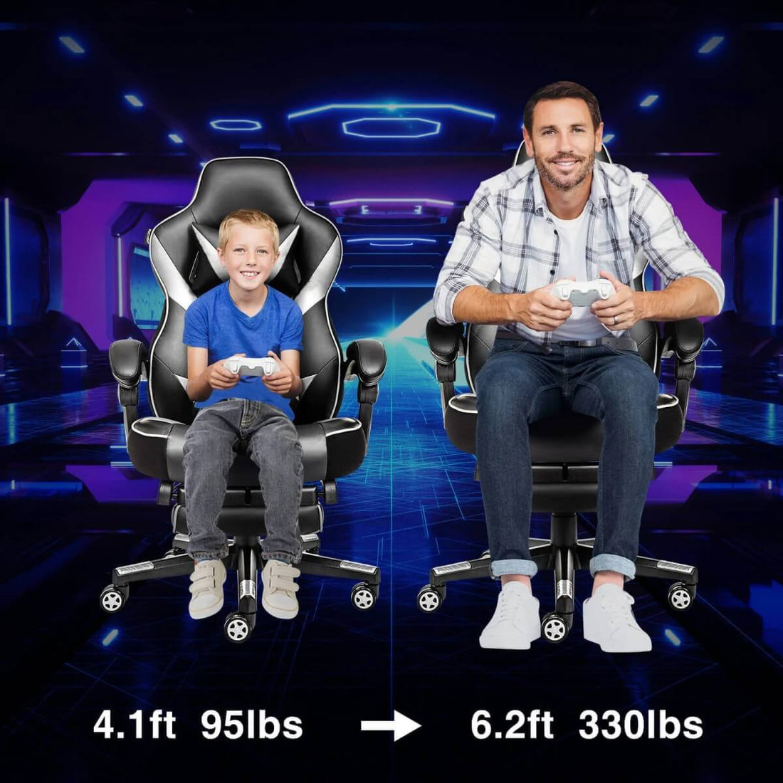 Gaming Chair with Headrest and Lumbar Support | Elecwish