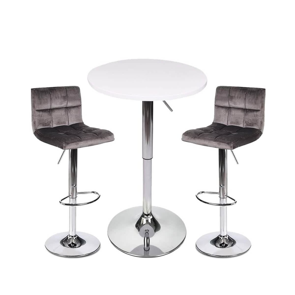 Set of 3 Black Bar Table, with 2 Adjustable Swivel Stools | Elecwish.com